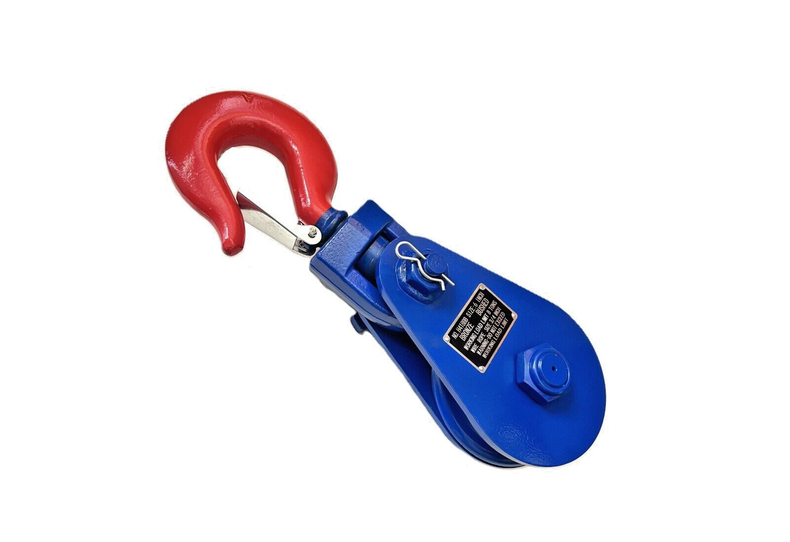 8 Ton Snatch Block with Swivel Hook & Safety Latch 6" Sheave, 3/4" Wire ...