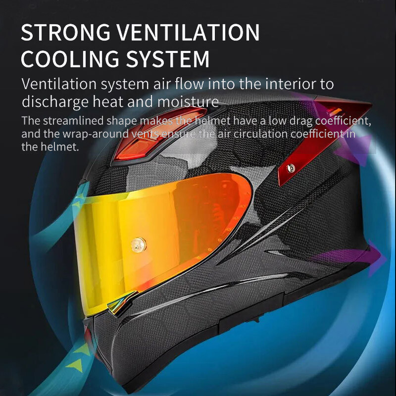 Carbon Fiber Motorcycle Helmet Full Face Lightweight Helmets Double ...