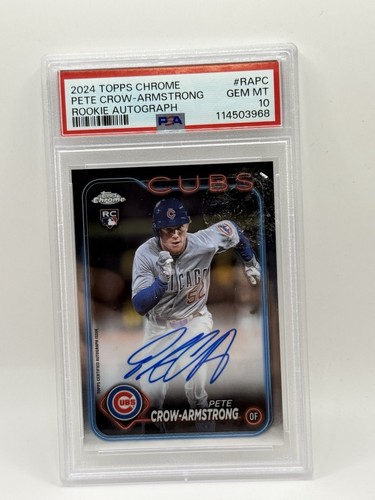 2024 Topps Chrome PETE CROW-ARMSTRONG RC Auto #RAPC Rookie Cubs PSA 10 ...