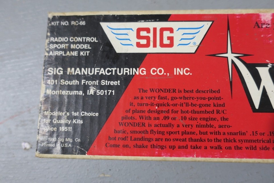 NIB 37 1/2" SIG WONDER BALSA R/C MODEL AIRPLANE KIT | eBay