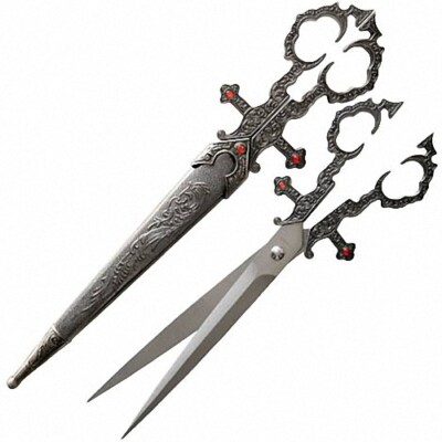 Renaissance Medieval Scissors Silver Dagger 10" Dirk Knife Sword Steel ...