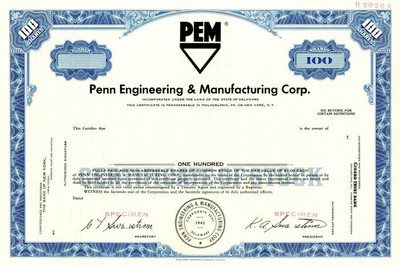 Penn Engineering and Manufacturing Corp. - Specimen Stocks & Bonds | eBay