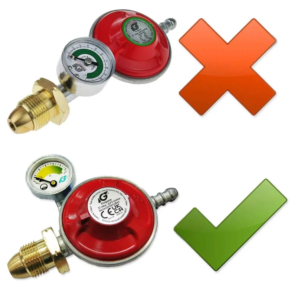 Propane Gas Regulator Pressure Gauge 37mbar Fits Calor + Flogas BBQ ...