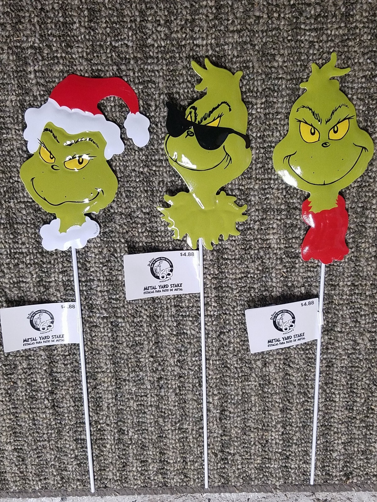 Read- 3 Ruz Dr. Seuss Grinch Metal Yard Stakes/(Tree Picks?), approx ...