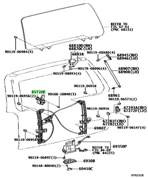 TOYOTA 4RUNNER Motor Assy Power Window Regulator LH Genuine JDM 85720 ...