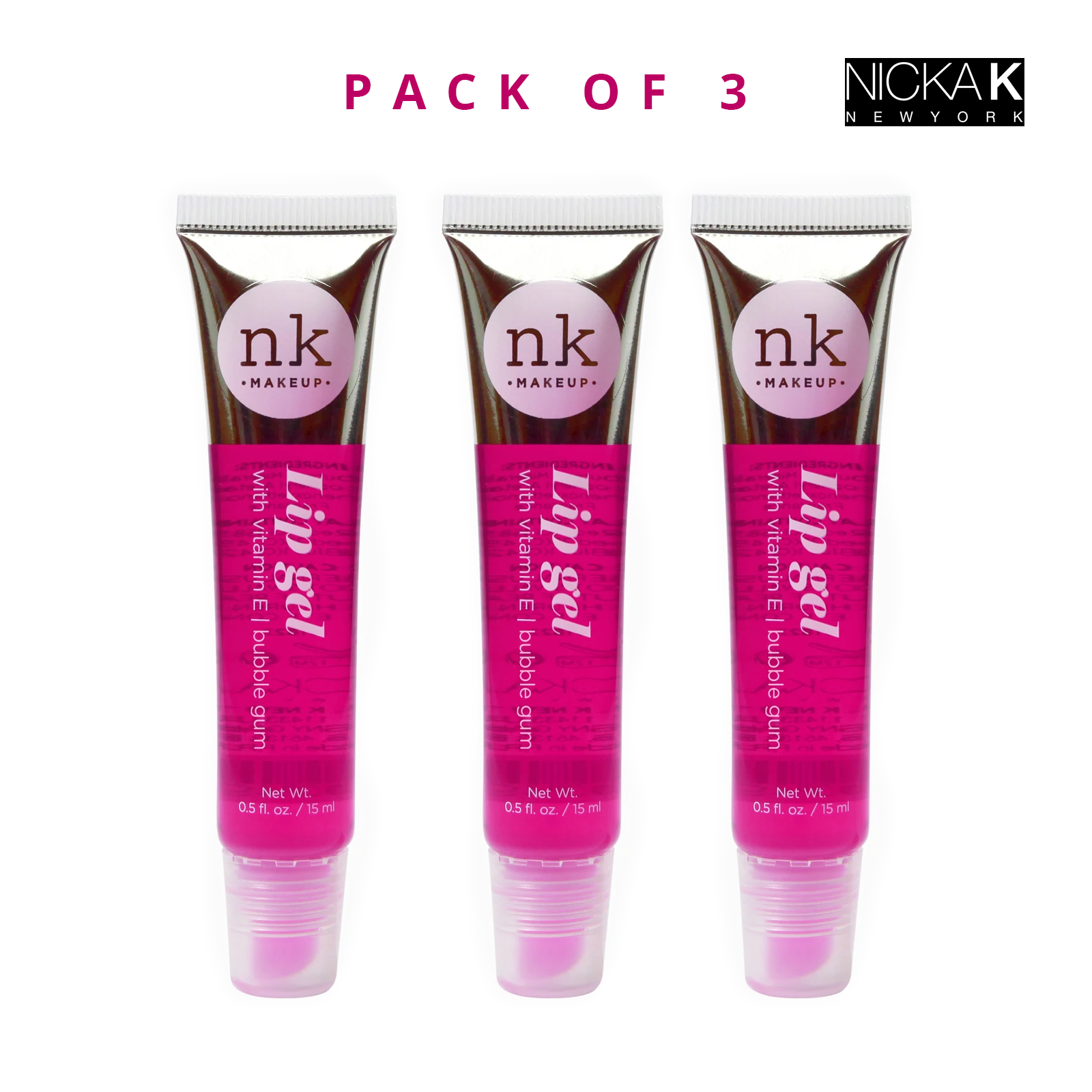 NICKA K (NK) Hydrating Lip Gel Assorted Collection Clear, Cherry ...