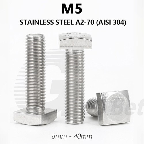 M5 Square Head Bolts T-Bolts T Slot Track Profile Screws Stainless ...