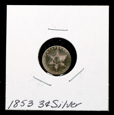 1853 3 CENT SILVER COIN - PRETTY GOOD 177 YEAR OLD COIN - AG/G - #197 ...