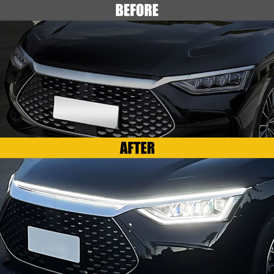 Flexible Car Hood LED Meteor Strip Lights Dynamic Scan Start Up Hood ...