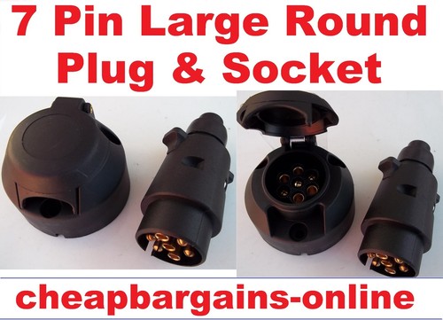 1x 7 PIN ROUND CAR SOCKET & 1x 7 PIN ROUND TRAILER PLUG CONNECTOR 12 OR ...