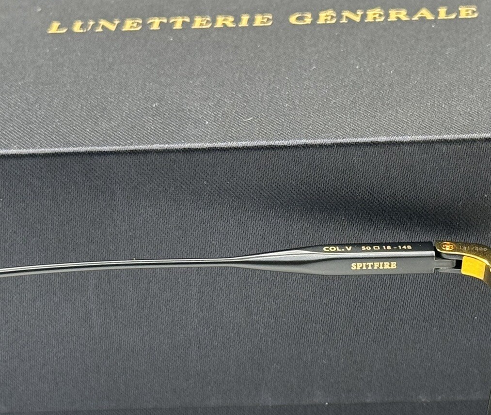 New Lunetterie Generale Black/Gold Spitfire Titanium Made In Japan $670 ...