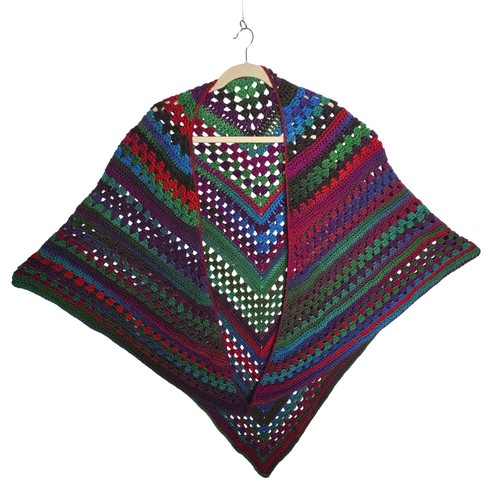 Boho Granny Square Crochet Shawl Wrap Boho Multi Color Handmade Bright ...