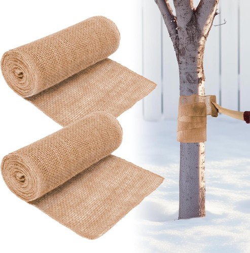 2 Rolls Burlap Tree Protector Wraps 7.8" X 118" Winter Tree Trunk ...