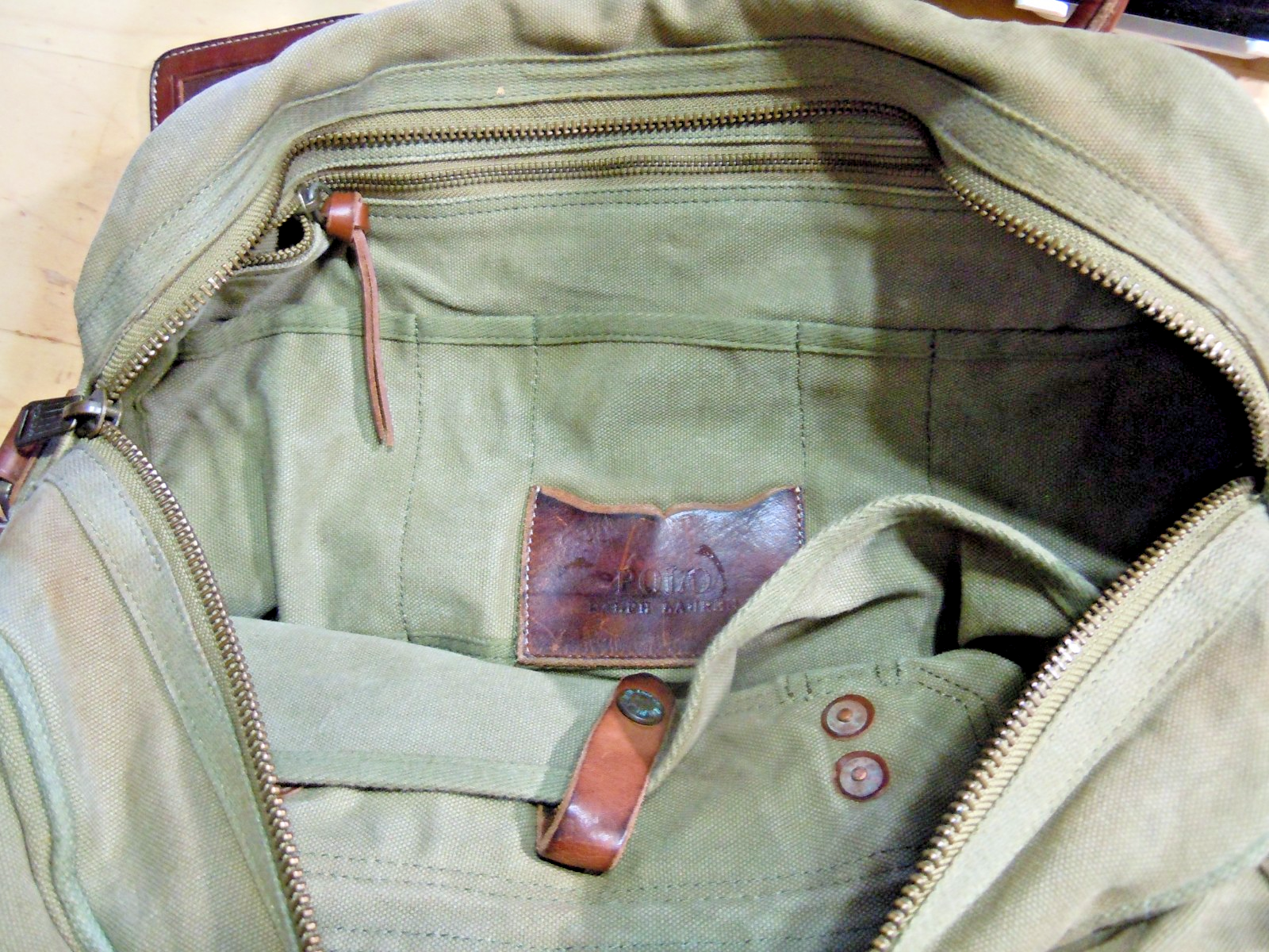 Vintage Polo Ralph Lauren RRL Leather & Canvas Briefcase Messenger ...