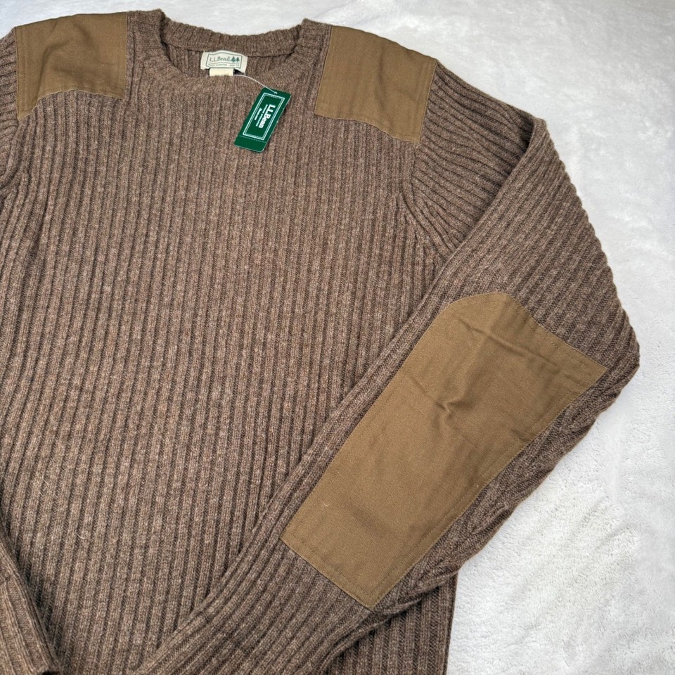 L.L.Bean Lambswool Brown Commando Sweater Men's L-Tall Crew Neck | eBay