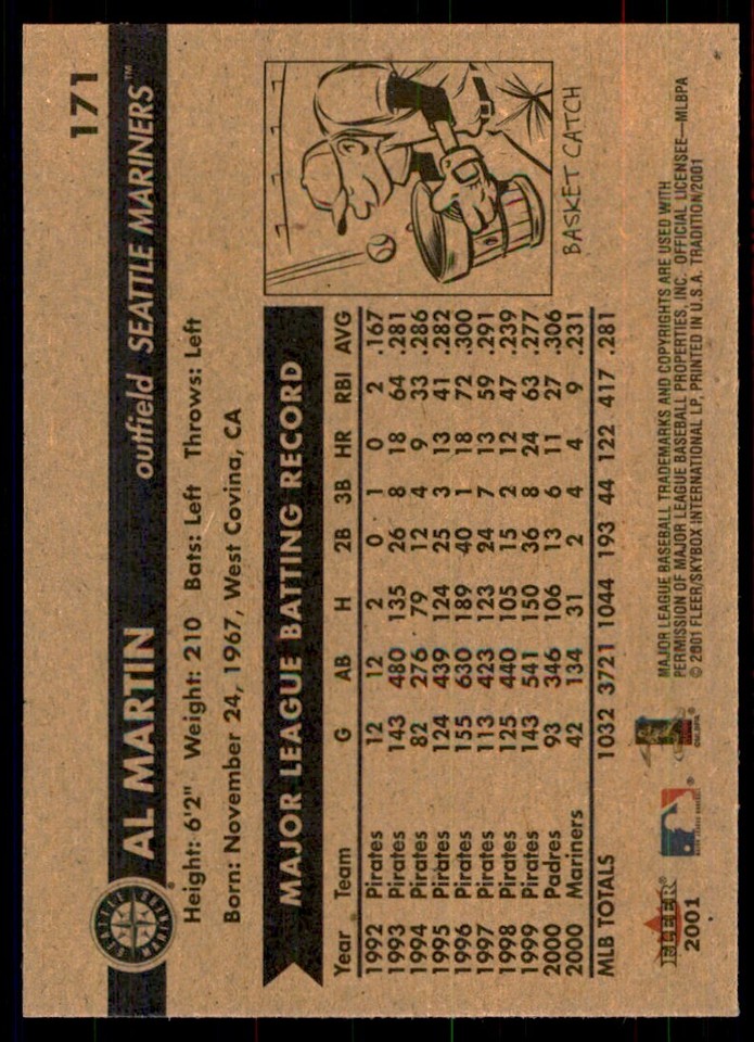 2001 Fleer Tradition Al Martin Baseball Cards #171 | eBay