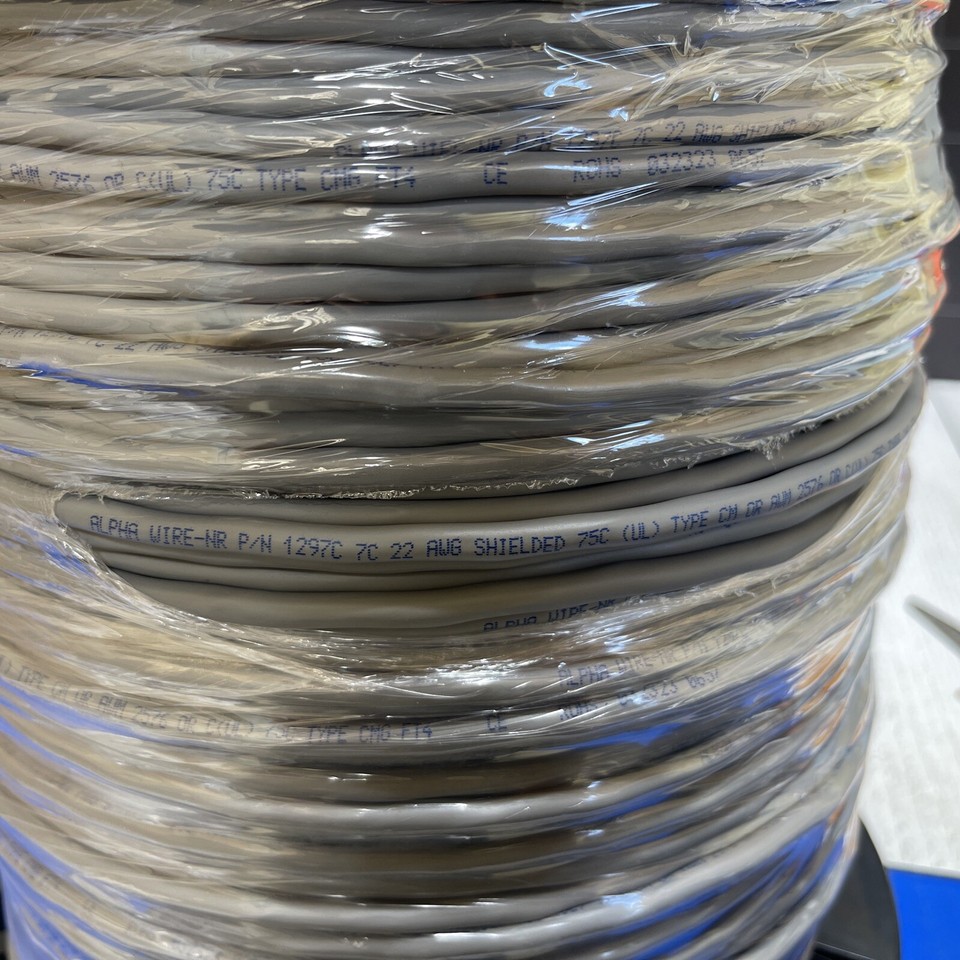 Alpha Wire Multiconductor Cable, 7C, 22 AWG, Foil Shield, Gray 1000 ...