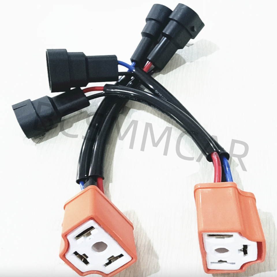 Pair 9005 9006 To H4 Headlight Connector Wiring Harness Adapter Sockets ...