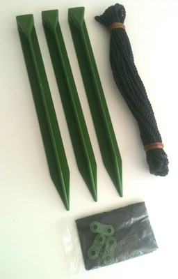 5x TREE STAKE KIT GARDENERS PRIDE TRUE TEMPER 3 STAKES PEGS + ROPE ...