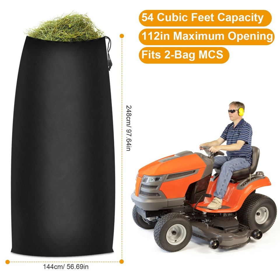 Lawn Tractor Leaf Bag 54 Cubic Feet Mower Catcher Riding Grass Sweeper Bag | eBay