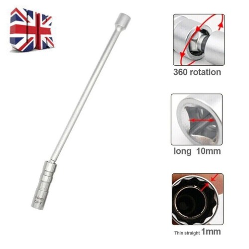 14 mm Extra Long Spark Plug Socket with Universal Joint - 3/8" Drive ...
