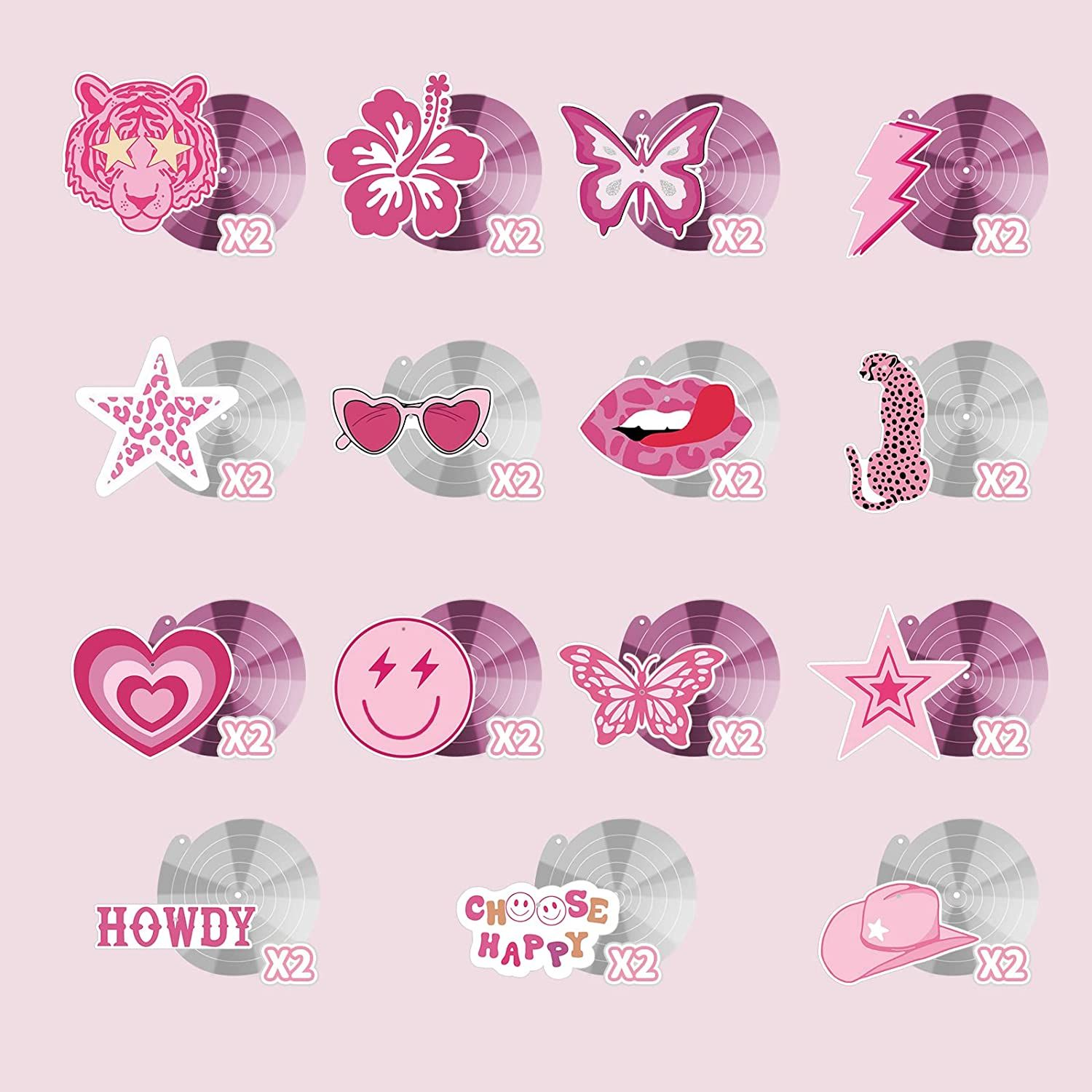 60 Pcs Preppy Party Swirl Decorations, Y2k Hot Pink Hanging ...