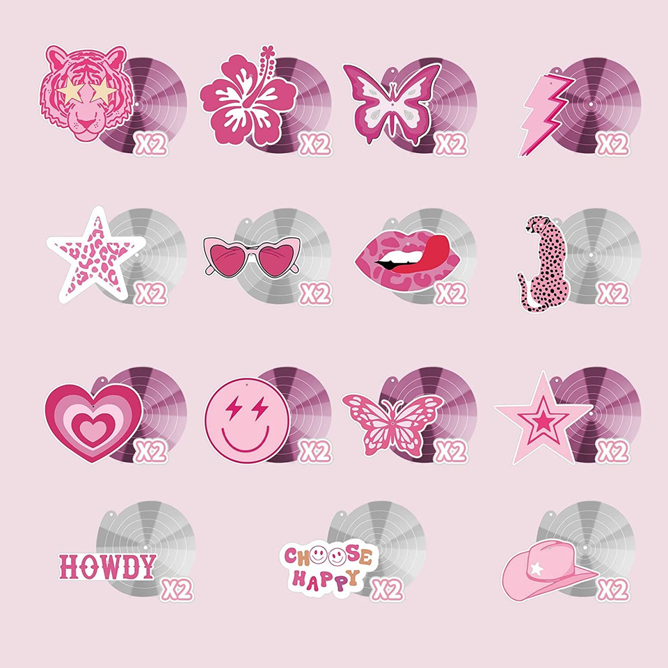 60 Pcs Preppy Party Swirl Decorations, Y2k Hot Pink Hanging ...