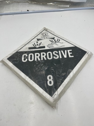 Pack of 100 NMC Corrosive 8 Dot Placard Sign 11" x 10.75" DL12PR Black ...
