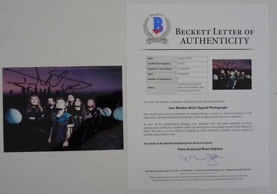 Steve Harris +3 Band Iron Maiden Signed Autograph 5x7 Photo Beckett ...