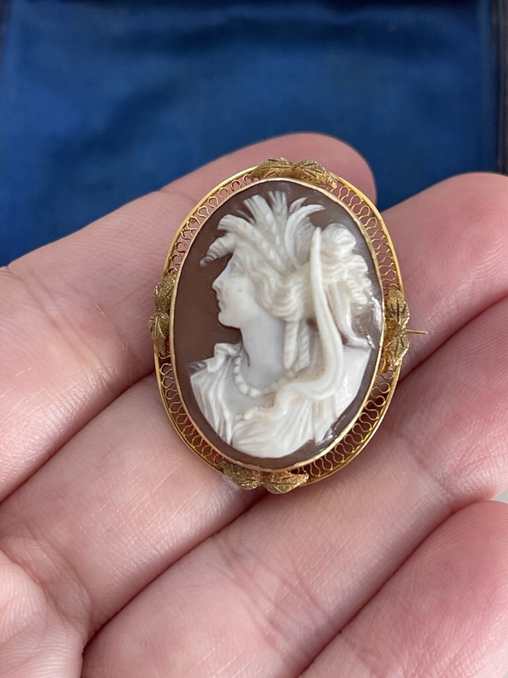 Antique Cameo brooch 19th century 10K Gold Deep Carved & Women brooch ...