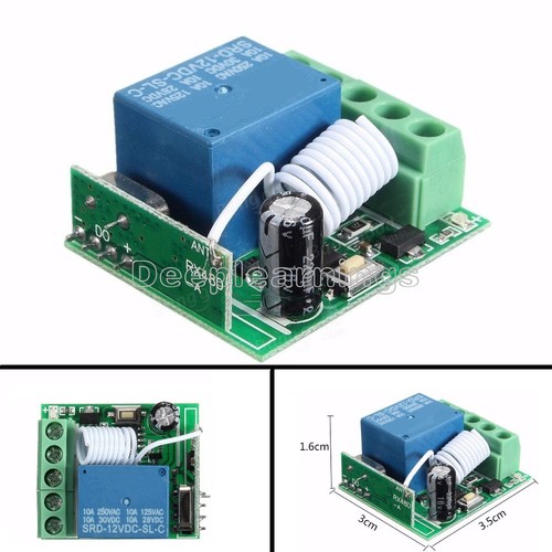 433MHZ DC 12V 10A 1CH Wireless Relay RF Remote Control Switch Receiver ...