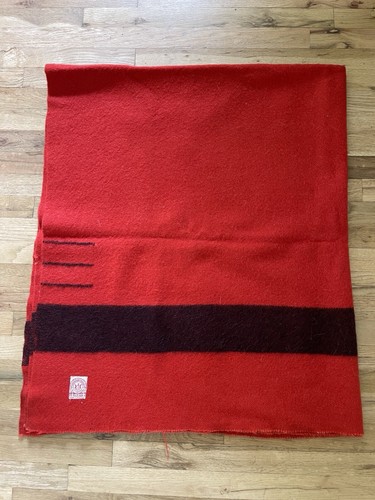 Vintage Hudson Bay England Red Label 3 Point Red Wool Blanket 61" x 71 ...
