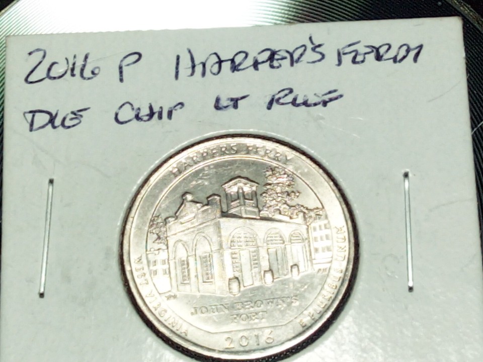 Mint Error Coin 2016 p Harper's Ferry Washington Quarter Die Chip On ...