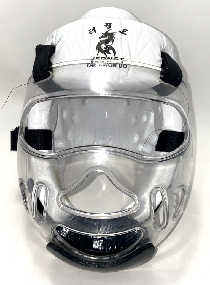Martial Arts Head Protection w/ Removable Face Shield Size M White B*B ...