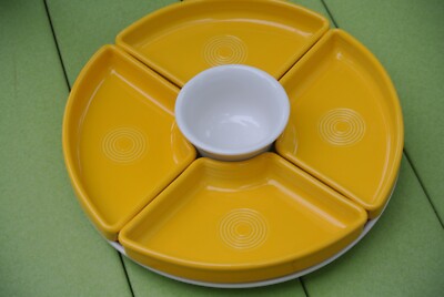 Fiestaware 6 Piece Entertaining Set . Daffodil Omnis & White Tray ...