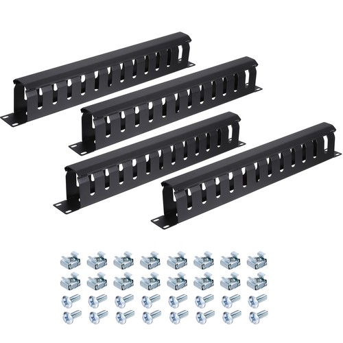 4 Pack 1U 19 Inch Cable Manager 12 Slot Horizontal Rack Mount Wire ...