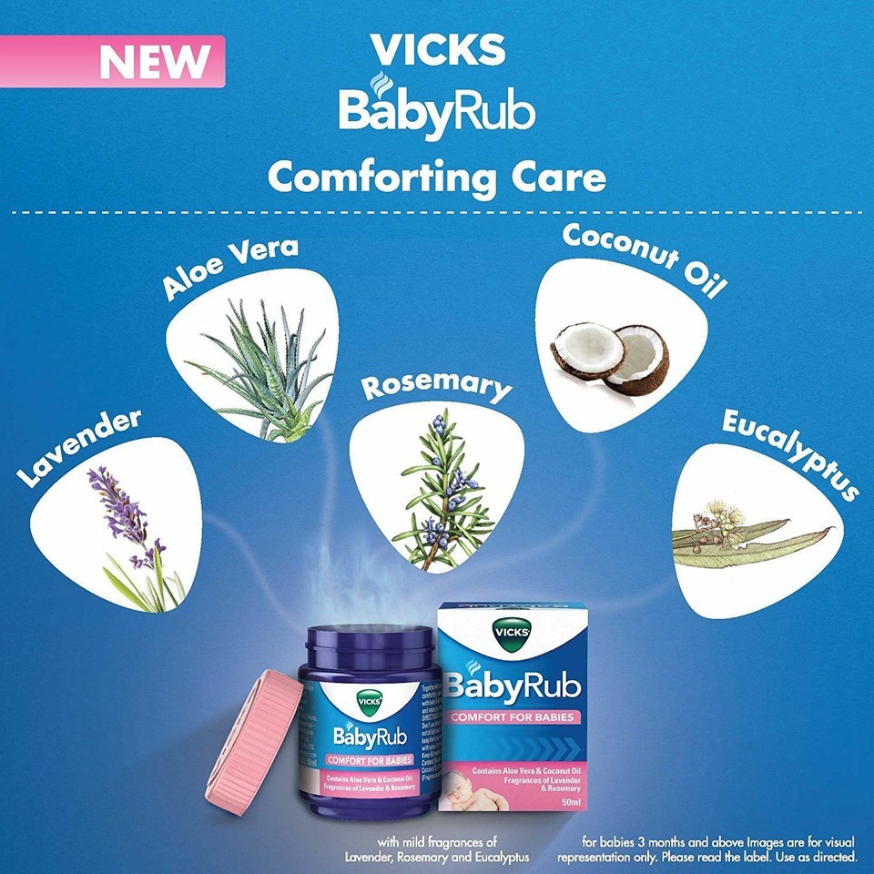 VICKS Baby Rub Soothing Comfort for Babies Ayurvedic Proprietary Med 50 ...