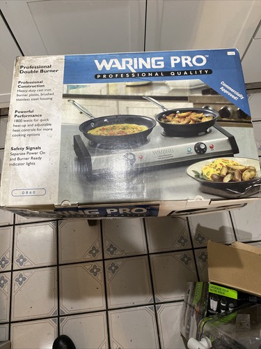 Waring Pro Professional Double Burner Cast-Iron DB60 Brushed Stainless ...
