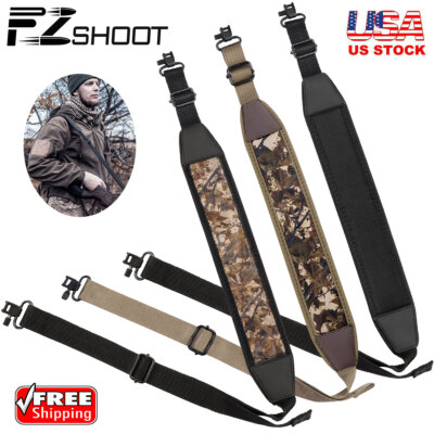 Camouflage Rifle Gun Sling With Swivels & Shoulder Pad Strap Adjustable ...