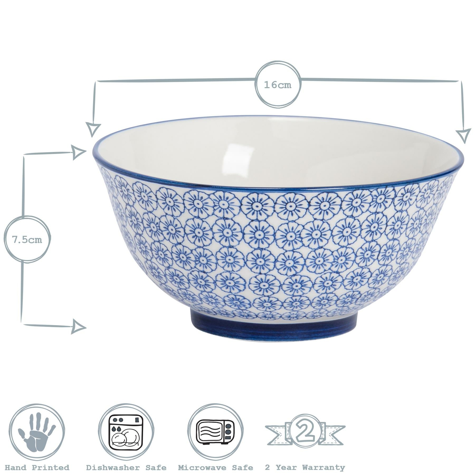Patterned Cereal Bowls Breakfast Kitchen Porcelain Bowl 3 Designs ...