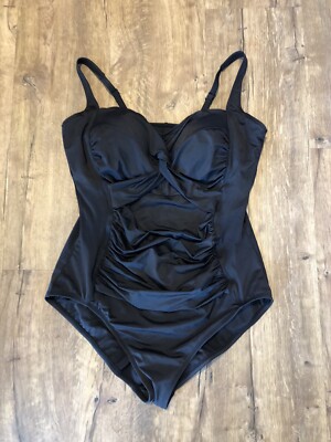 Embrace Your Curves 2X Slimming Black Swimsuit 2X Ruched Cross Front ...