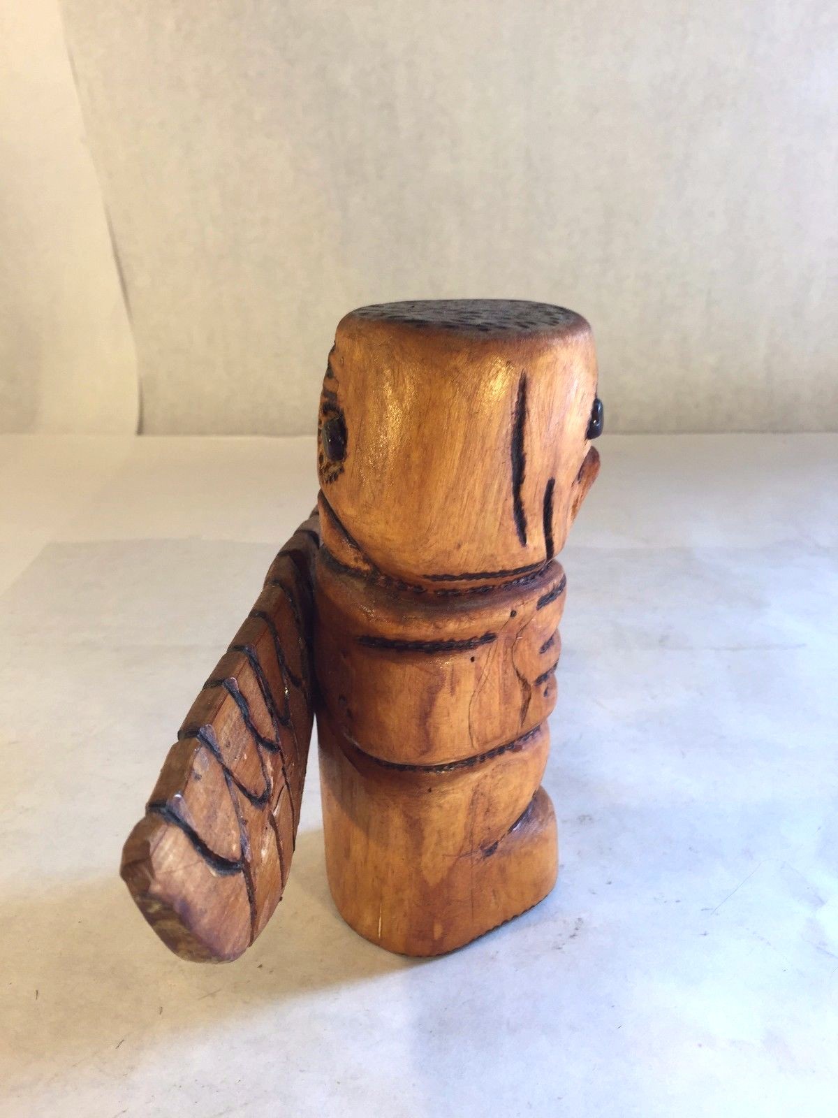 Polynesian Hawaiian Tiki Face Carved Wood Tiki Room Decor w Wings Folk ...