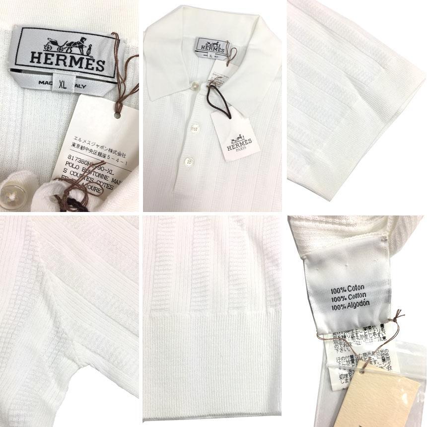 Hermes Short Sleeve Knit Polo Shirt Size XL Color White Hermes Short Sleeve Knit Polo Shirt Size XL Color White