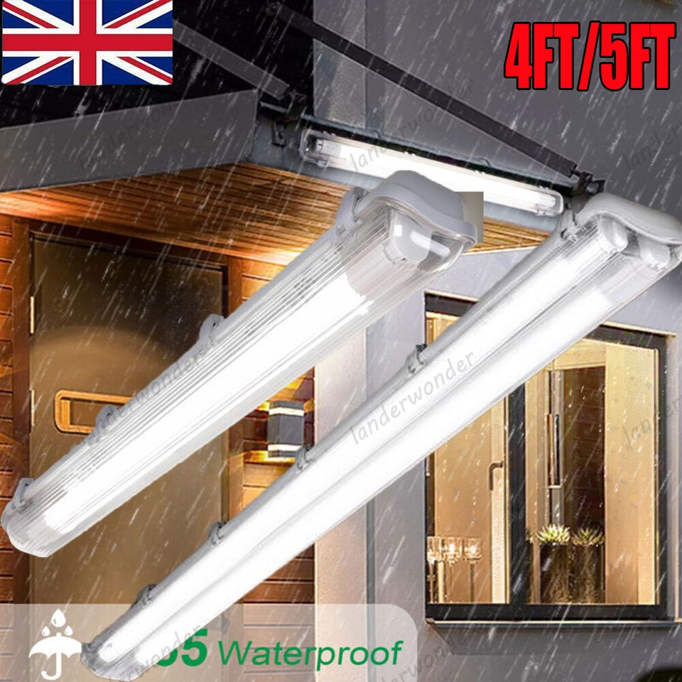 5FT 4FT LED Compatible Batten Fitting IP65 Non Corrosive Single/Twin ...