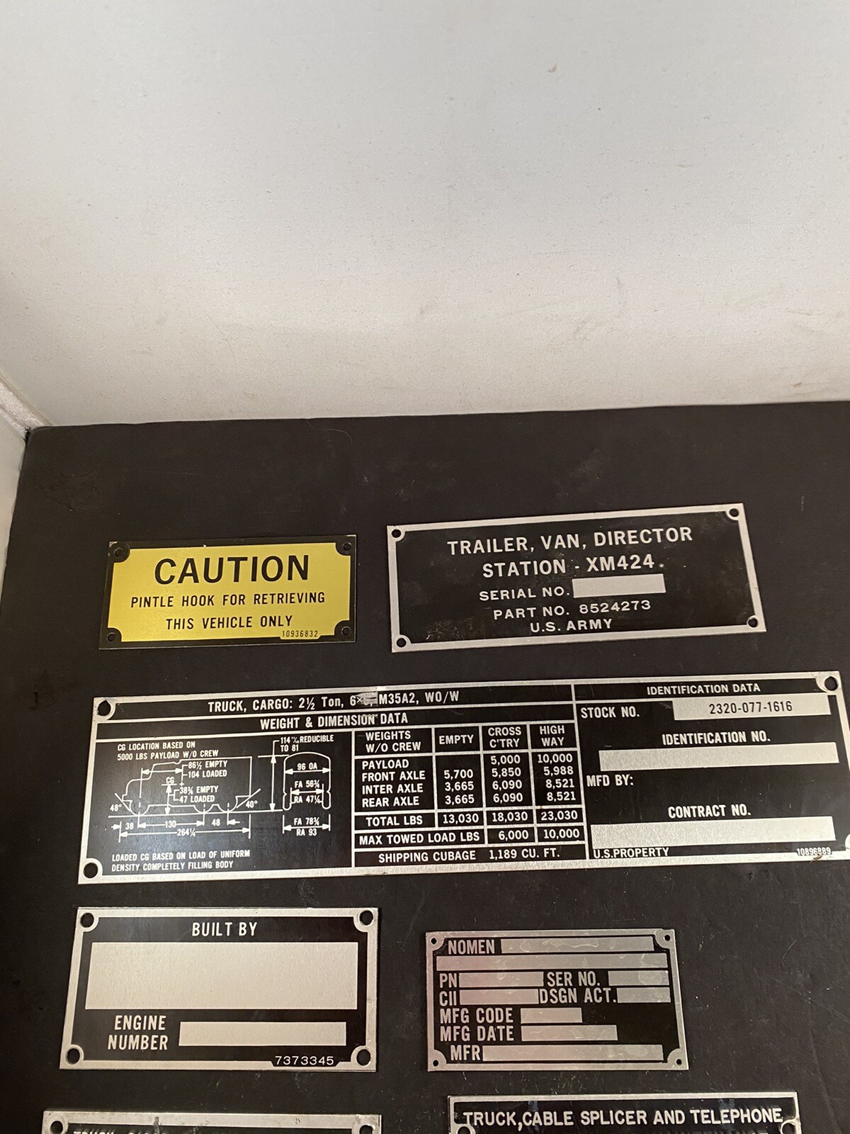Vintage Military M35A2 Truck Data Plates NOS | eBay