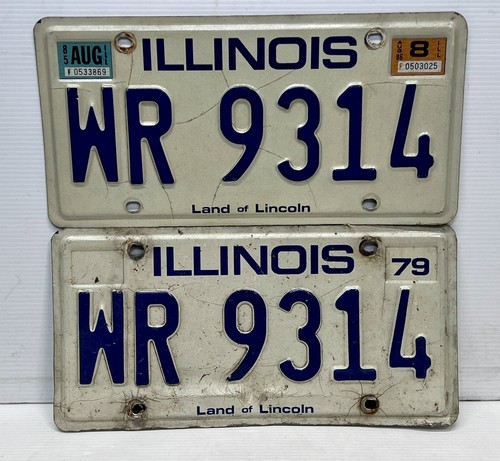 Illinois License Plate 1979 Matched Pair Set WR 9314 | eBay