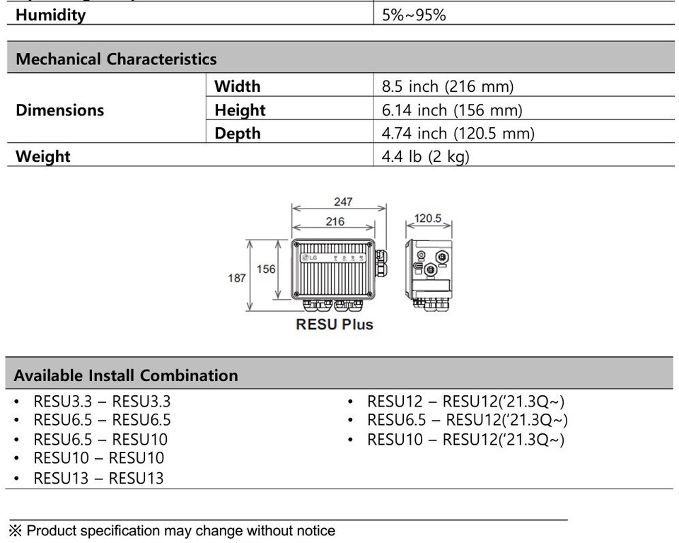 LG RESU Plus Battery Combiner Kit for 48 Volt - enable 2 LG battery per ...