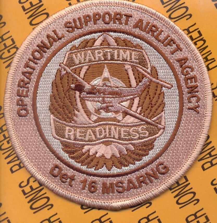 US Army Det 16 Operational Support Airlift MSARNG Aviation 4" patch m/e ...