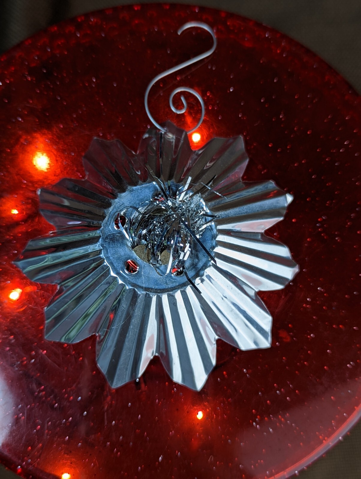 Christmas Ornament Handmade with Vintage Light Reflectors & Flocked Elf ...