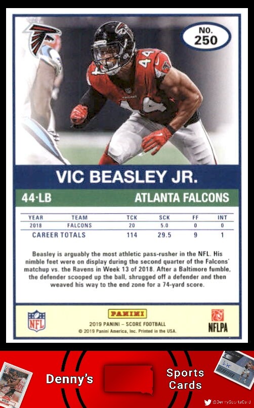 2019 Score #250 Vic Beasley Jr. Atlanta Falcons Football Card | eBay